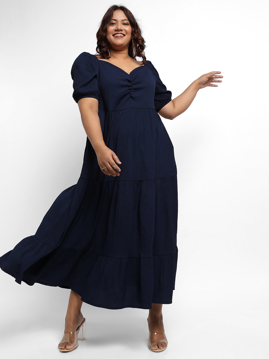Midnight Blue Three-Tier Dress – Parfait Pluss